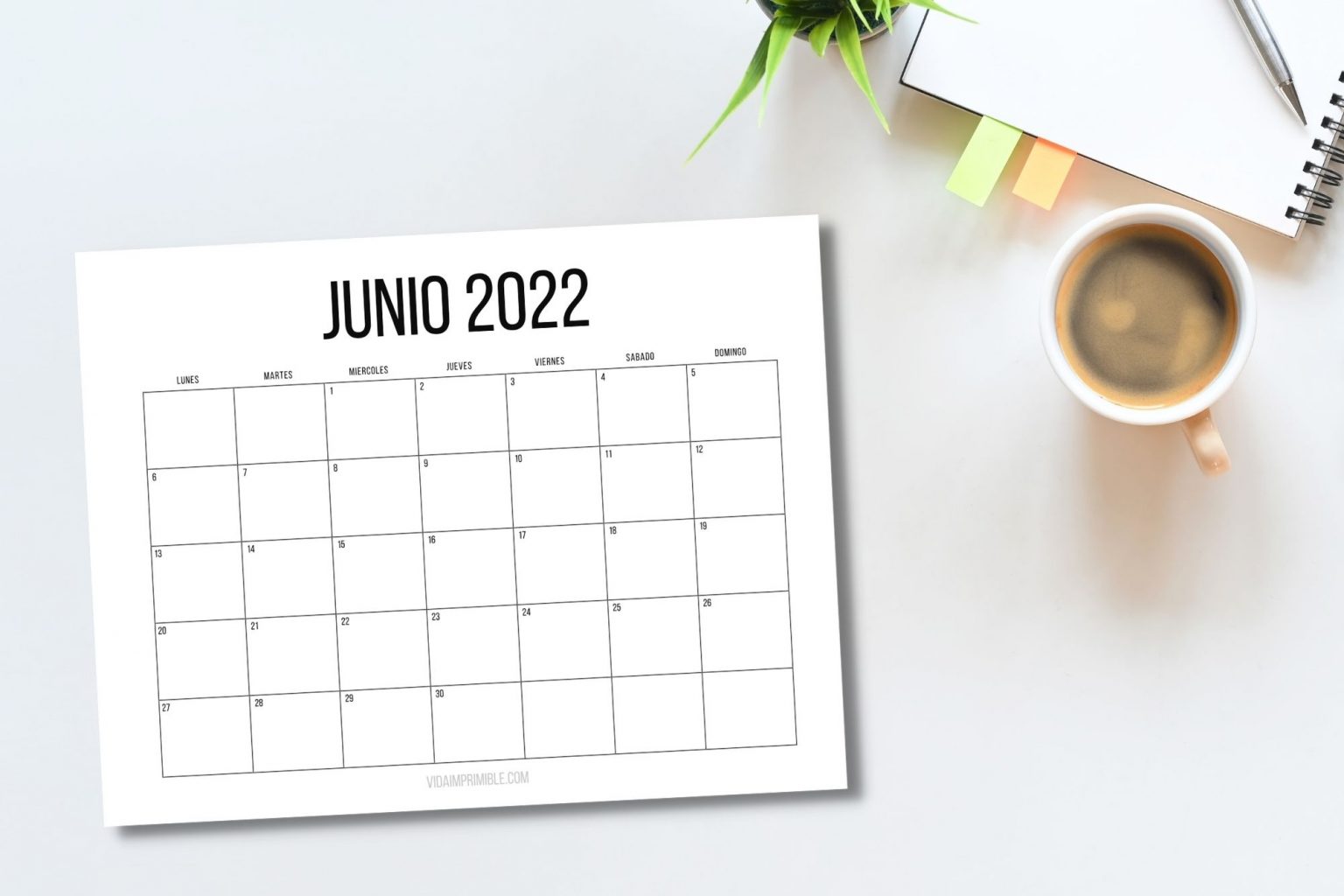 Calendarios de Junio 2022 para imprimir