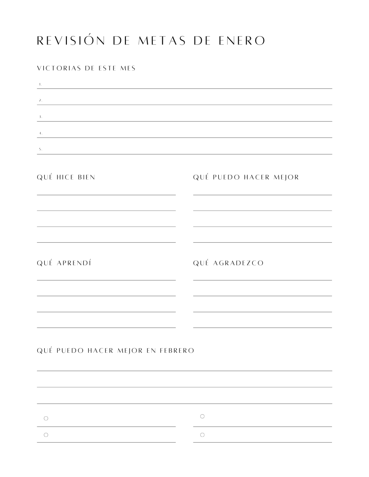 Planificador metas mensuales | Vida Imprimible