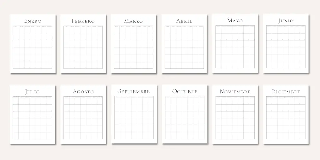 Agenda minimalista sin fecha | Vida Imprimible