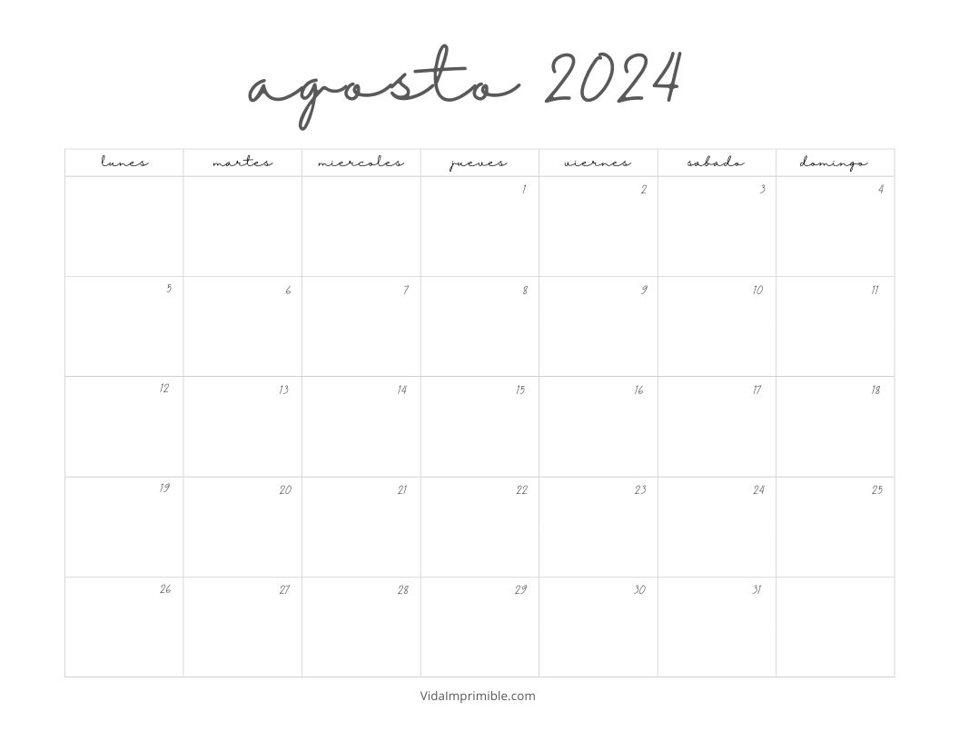 Calendarios 2024 Manuscrita | Vida Imprimible