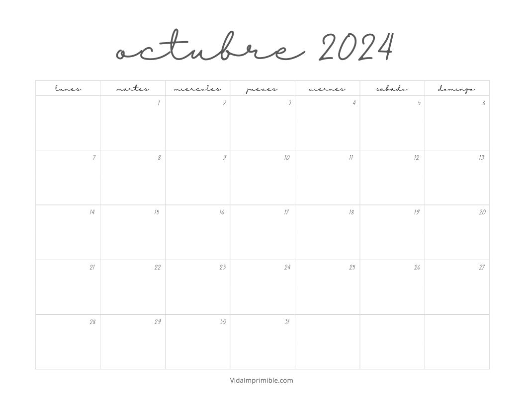 Calendarios 2024 Manuscrita | Vida Imprimible