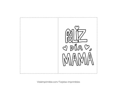 Tarjeta feliz día mamá para imprimir y colorear | Vida Imprimible