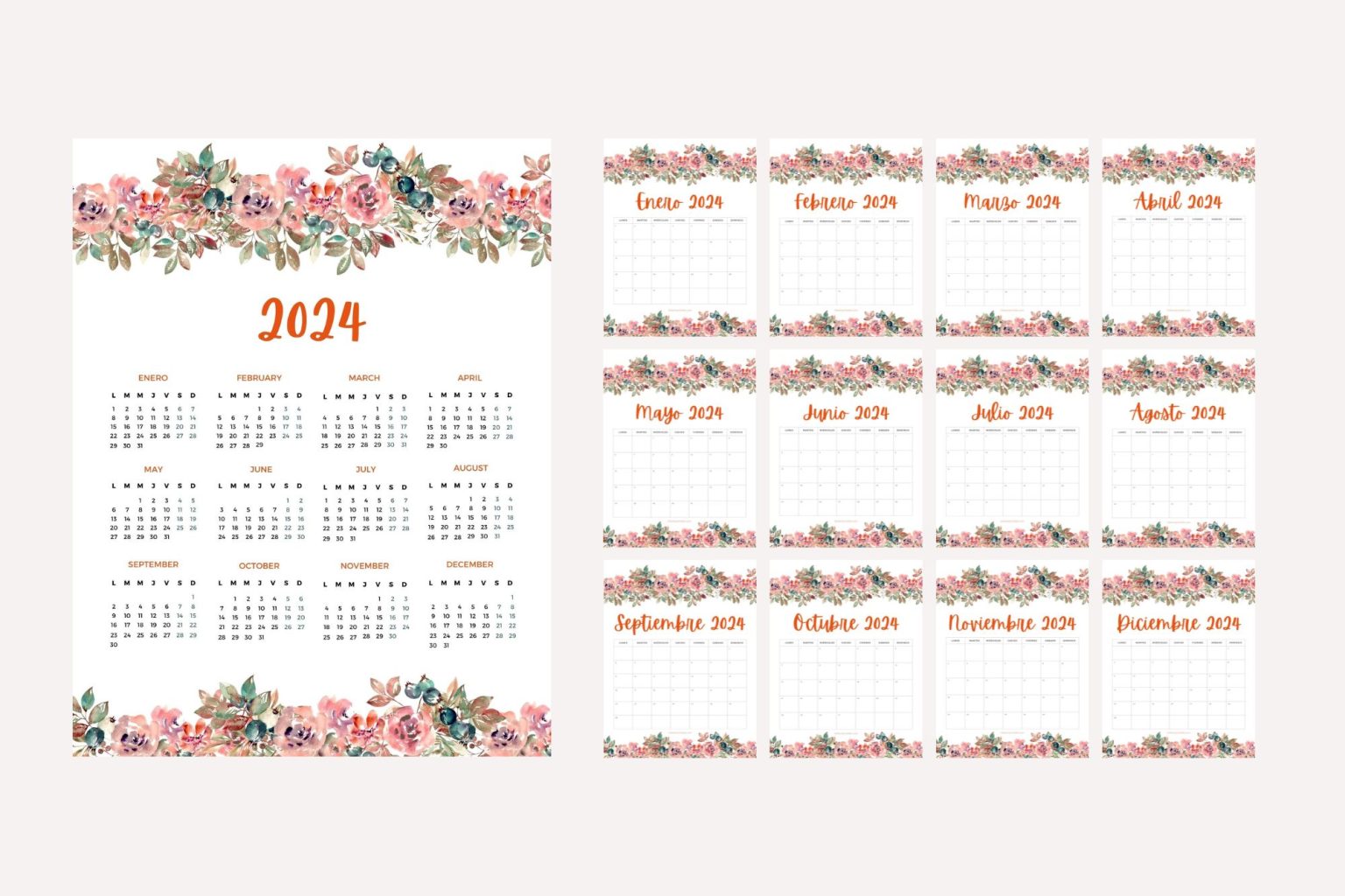 Calendarios 2024 para Imprimir | Vida Imprimible