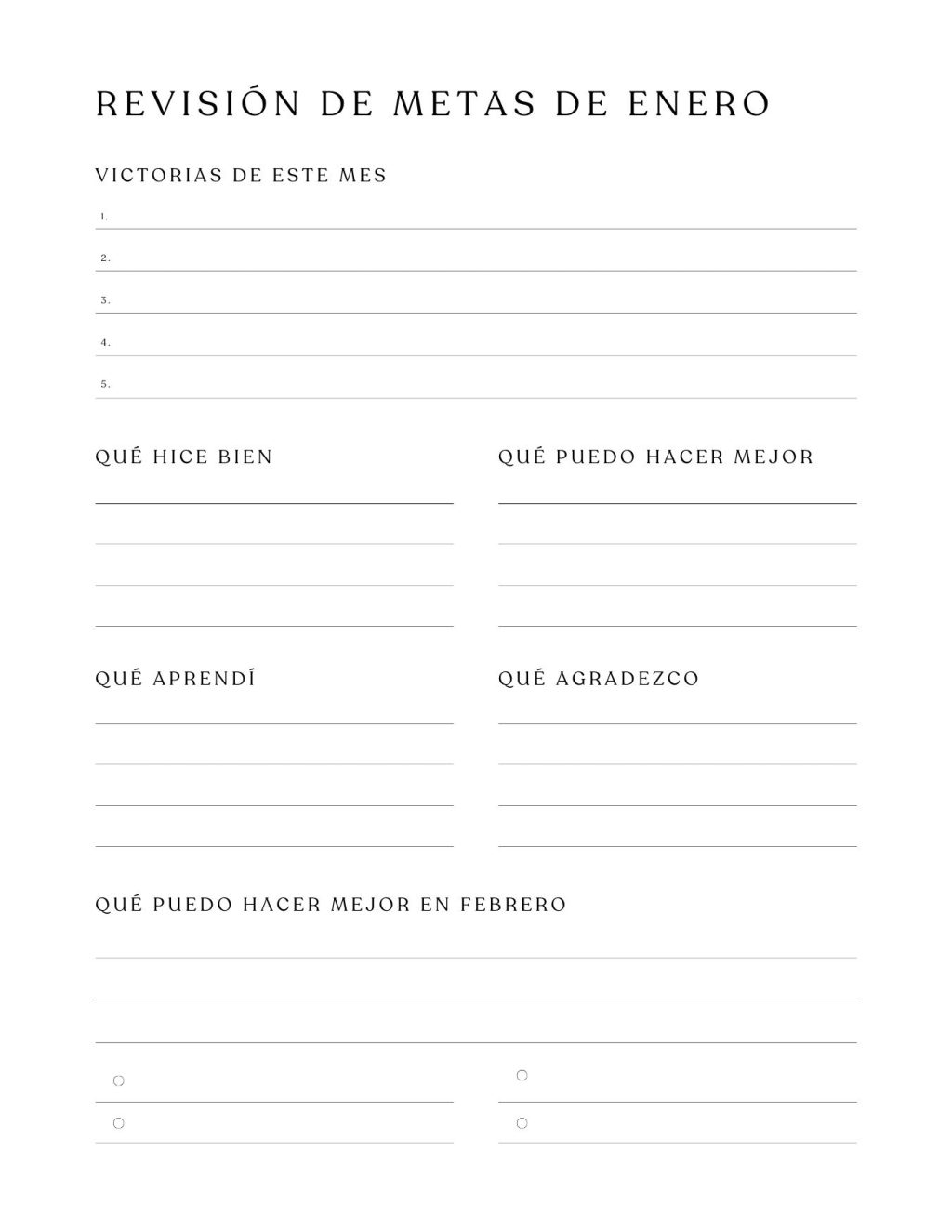 Planificador metas mensuales | Vida Imprimible