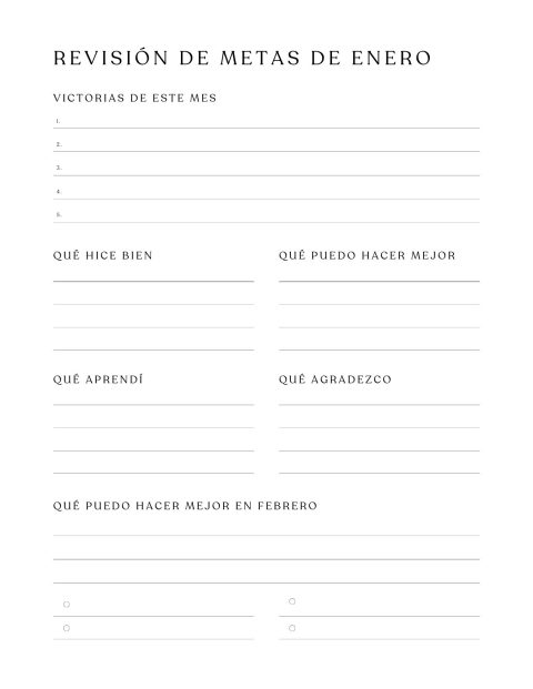 Planificador metas mensuales | Vida Imprimible