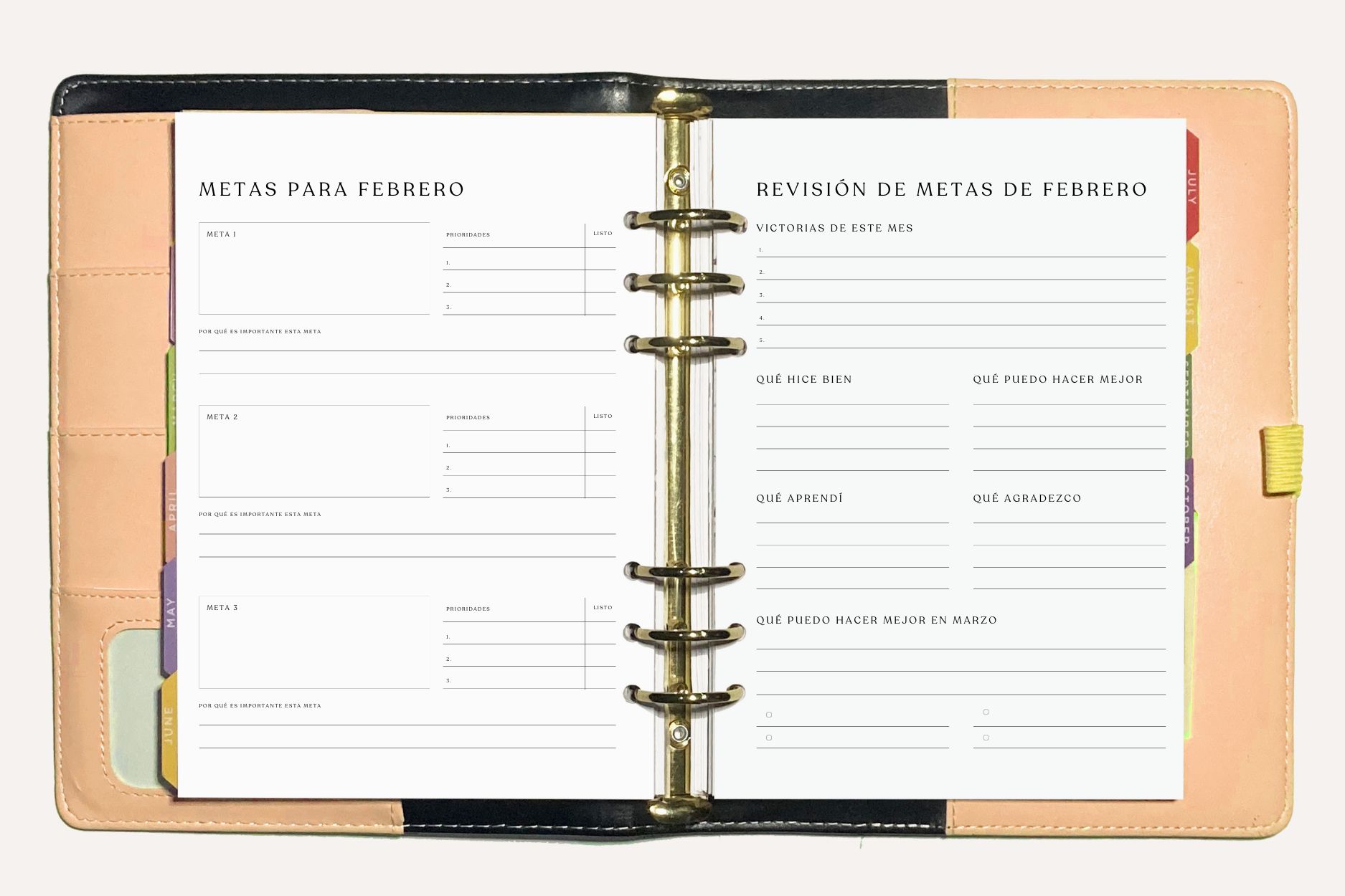 Planificador metas mensuales | Vida Imprimible