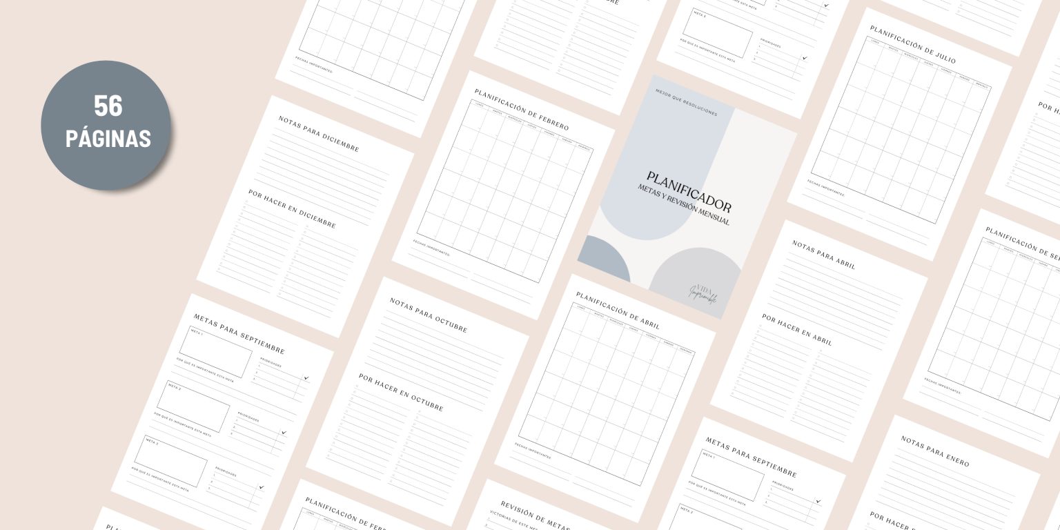 Planificador metas mensuales | Vida Imprimible
