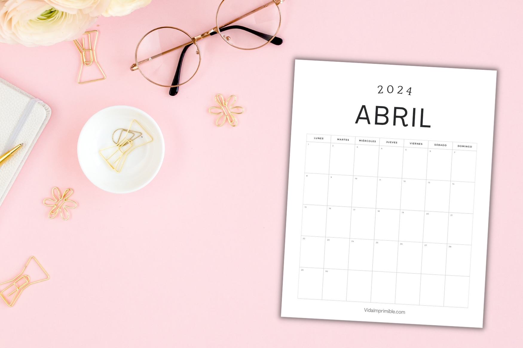 10+ PDF Calendarios de Abril 2024 para Imprimir